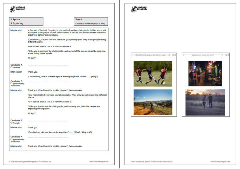 Cambridge First (FCE) Speaking - Sample Tests - Breakout English