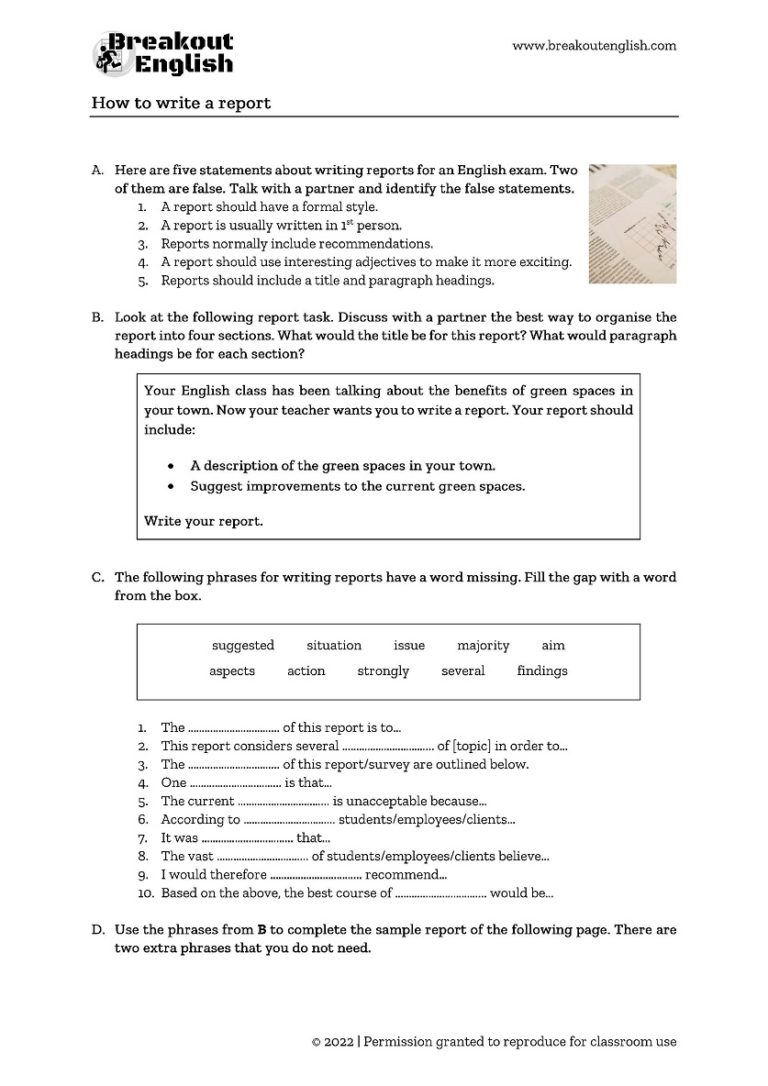 How to write a report - Breakout English